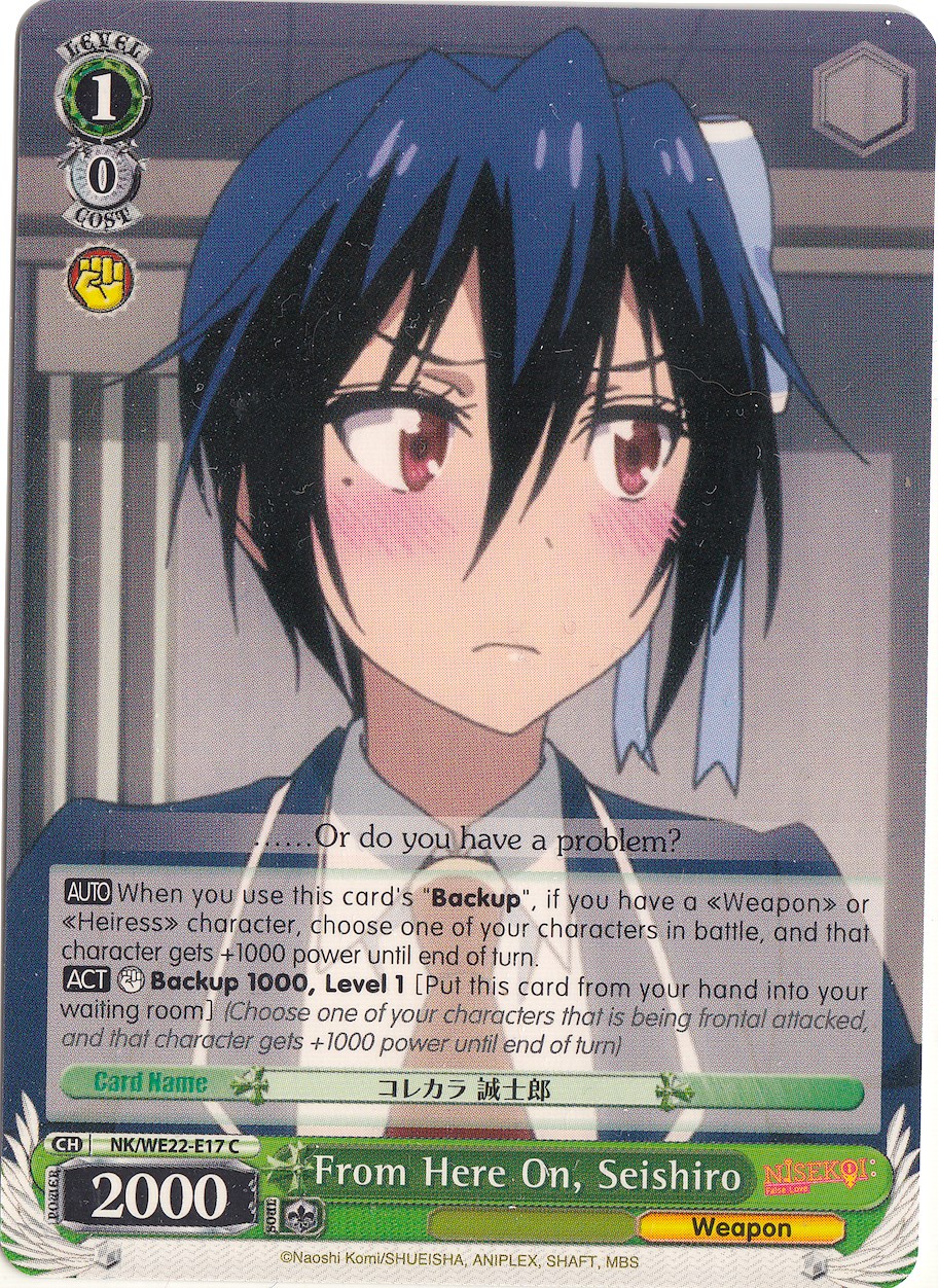 From Here On, Seishiro - NISEKOI Extra Booster - Weiss Schwarz