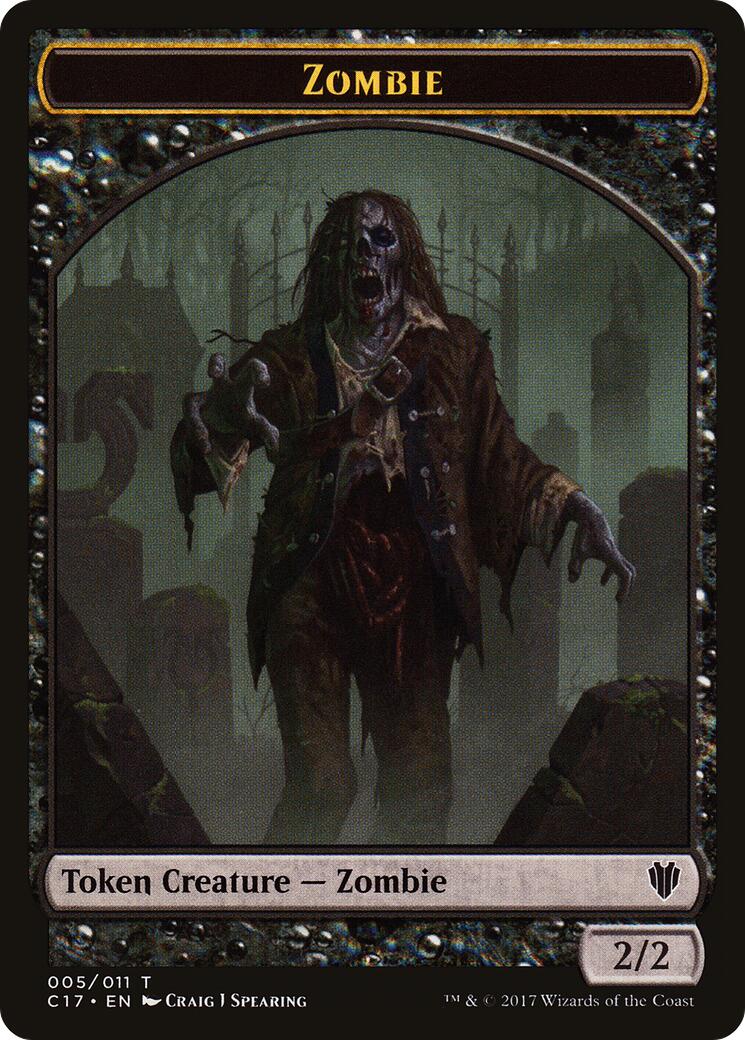 Zombie (005) // Gold (010) Double-sided Token - Commander 2017 - Magic ...