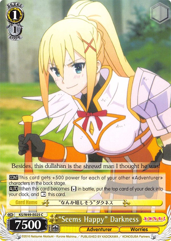 "Seems Happy" Darkness - KonoSuba - Weiss Schwarz