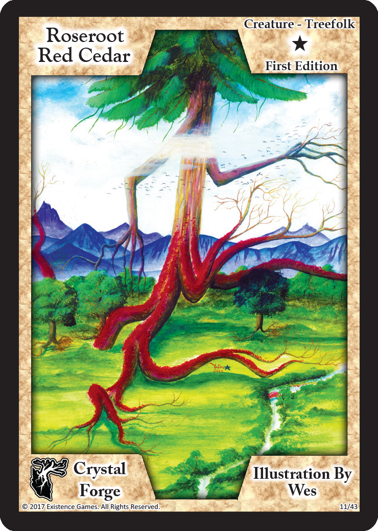 Roseroot Red Cedar (First Edition) - Crystal Forge - Exodus TCG