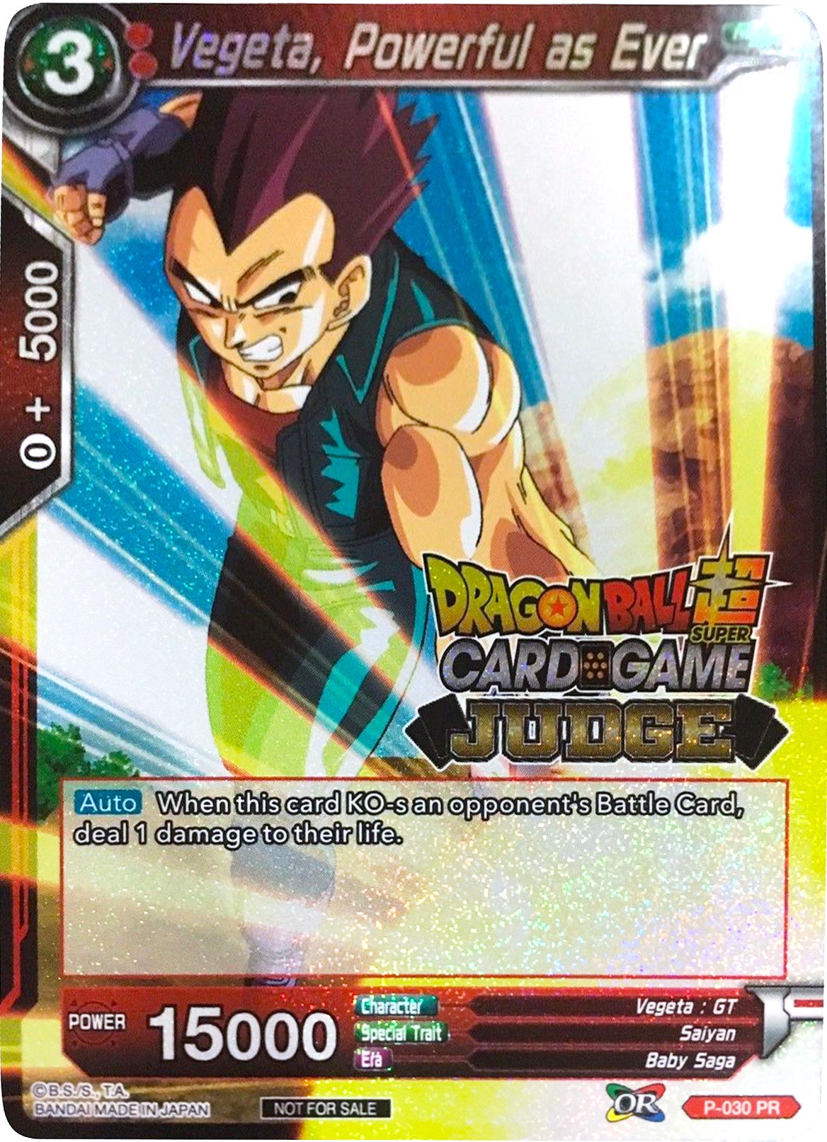 Vegeta, Powerful as Ever - Judge Promotion Cards - Dragon Ball Super CCG