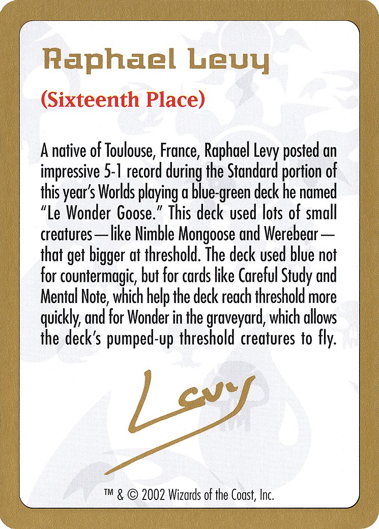 2002 Raphael Levy Biography Card - World Championship Decks - Magic ...