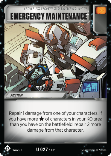 Emergency Maintenance - Wave 1 - Transformers TCG