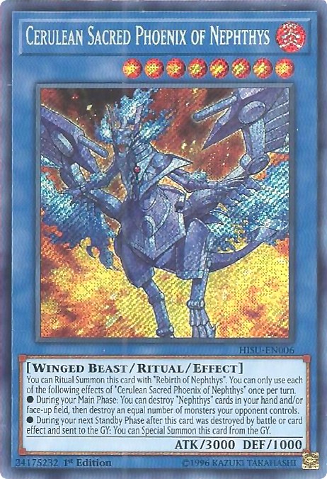 Cerulean Sacred Phoenix of Nephthys - Hidden Summoners - YuGiOh