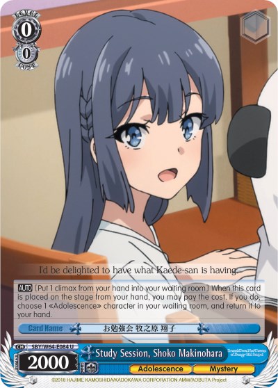 Study Session, Shoko Makinohara - Rascal Does Not Dream of Bunny Girl ...