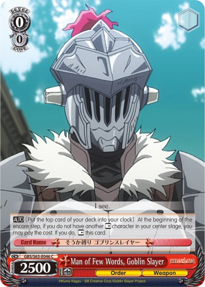 Man of Few Words, Goblin Slayer - Goblin Slayer - Weiss Schwarz