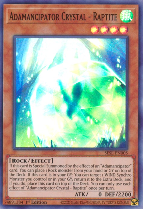 Adamancipator Crystal - Raptite - Secret Slayers - YuGiOh