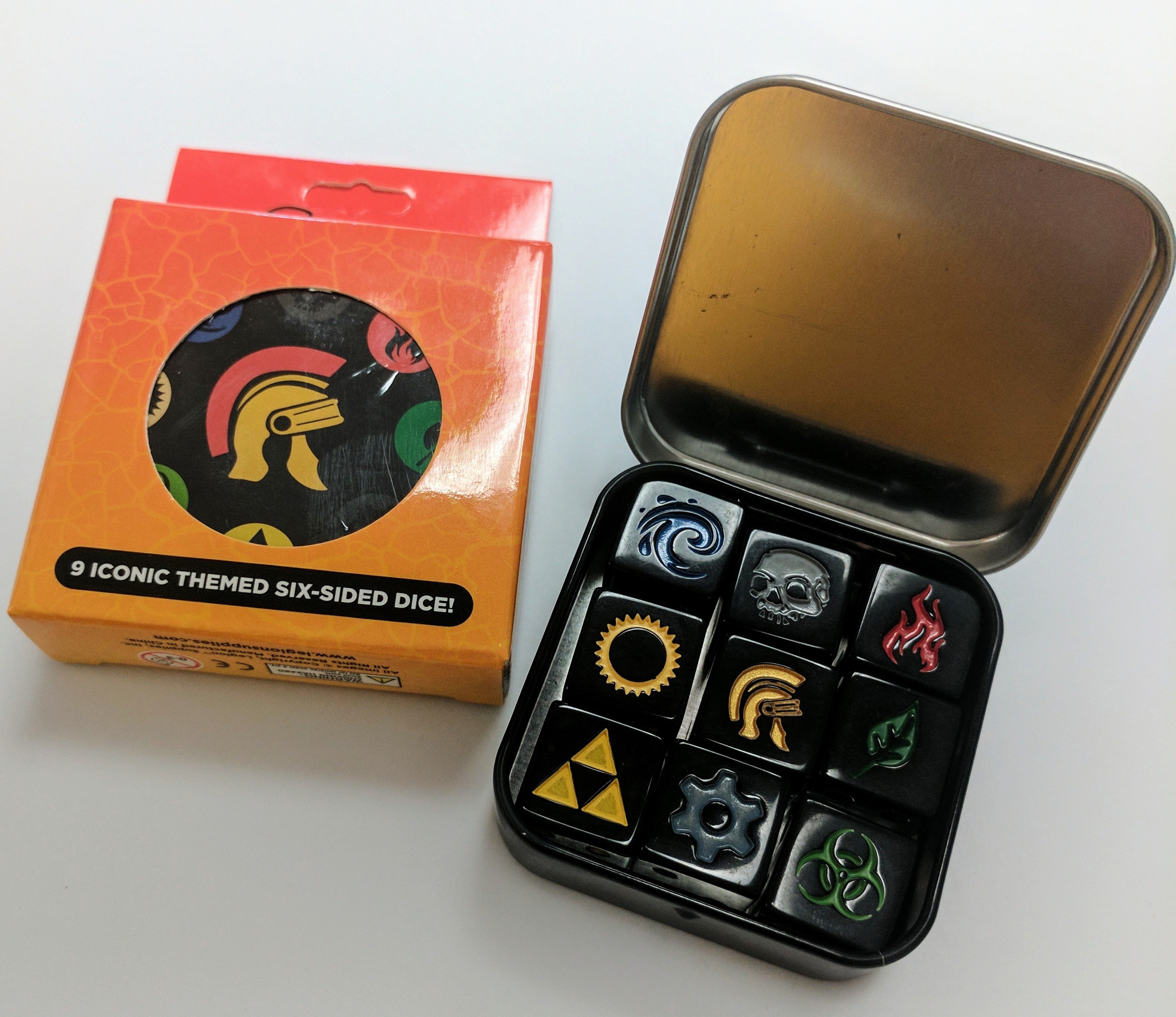 Iconic Assorted D6 Dice Tin (16mm) - Legion Premium Supplies: Dice Tins ...