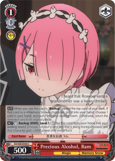 Precious Alcohol, Ram - Re:ZERO Memory Snow - Weiss Schwarz