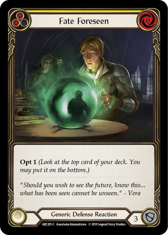 Fate Foreseen (Yellow) - Arcane Rising - Flesh and Blood TCG
