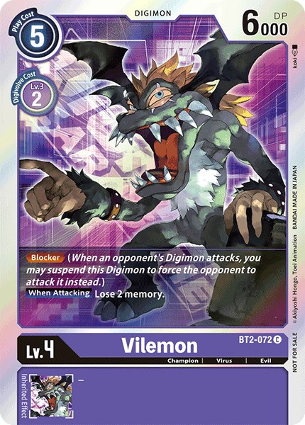 Vilemon - BT2-072 (Event Pack 1) - Release Special Booster - Digimon ...