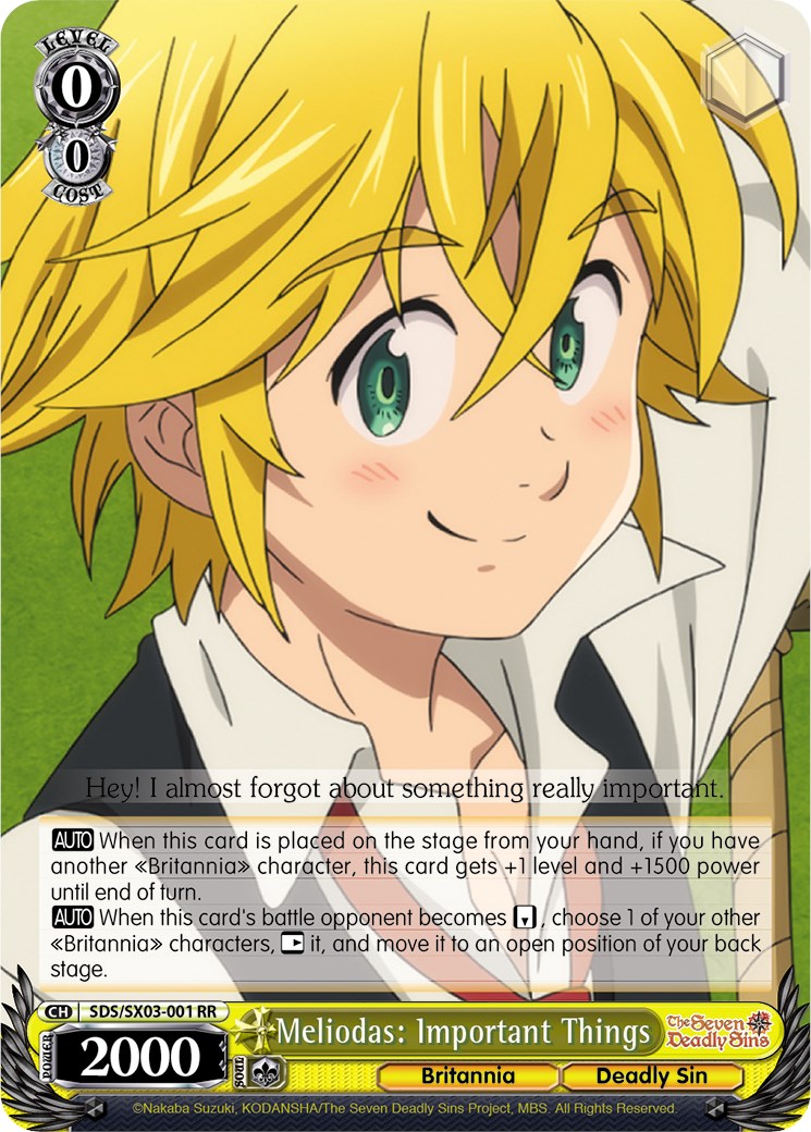Meliodas: Important Things - The Seven Deadly Sins - Weiss Schwarz