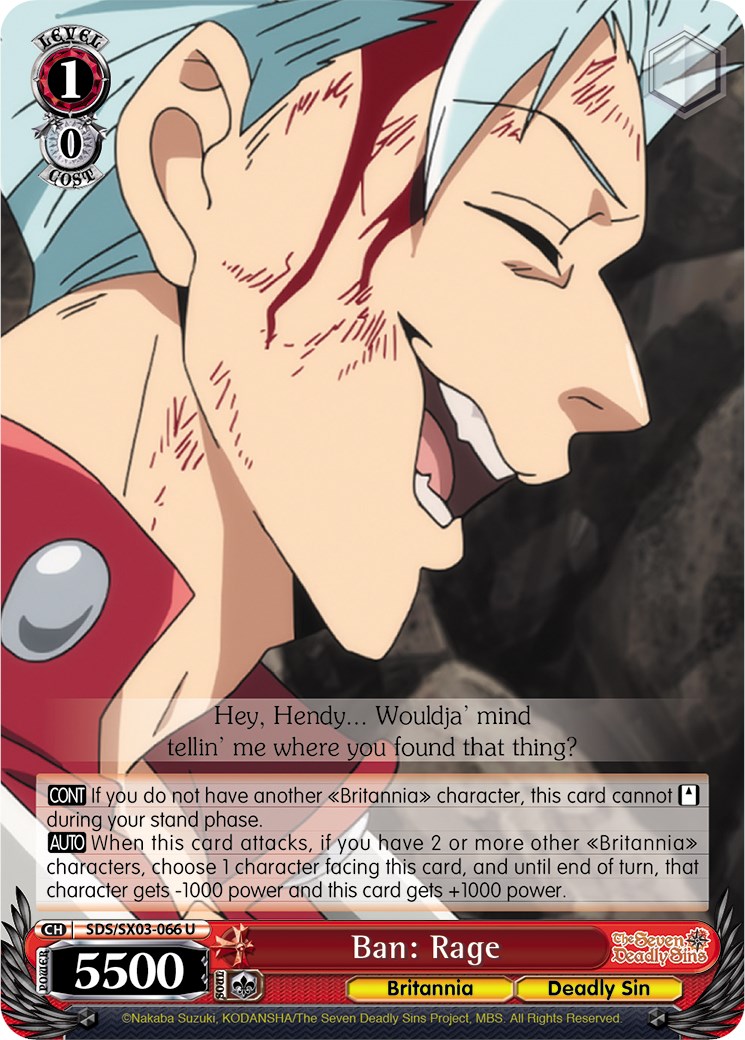 Ban: Rage - The Seven Deadly Sins - Weiss Schwarz