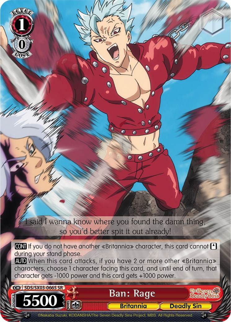 Ban: Rage (SR) - The Seven Deadly Sins - Weiss Schwarz