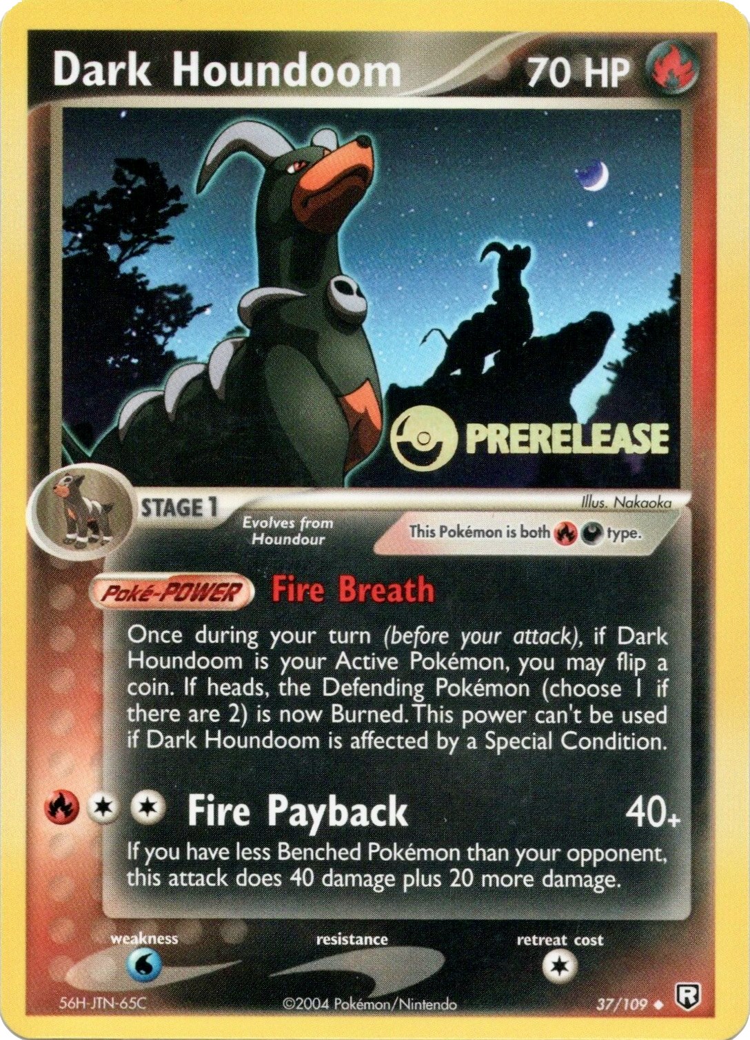 Dark Houndoom - 37/109 (Prerelease) - Nintendo Promos - Pokemon