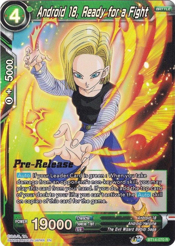 Android 18, Ready for a Fight - Cross Spirits Pre-Release Cards ...