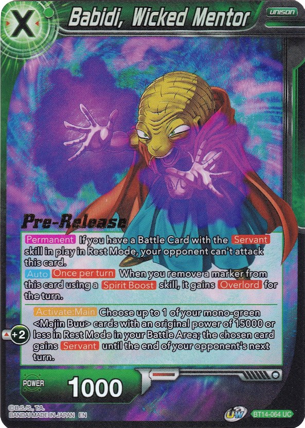 Babidi, Wicked Mentor - Cross Spirits Pre-Release Cards - Dragon Ball ...