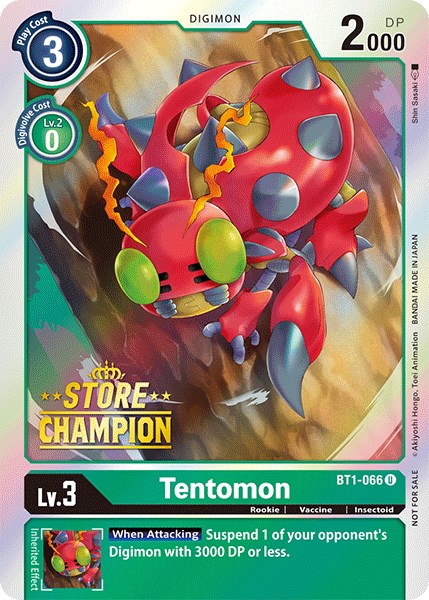 Tentomon - BT1-066 (Store Champion) - Release Special Booster - Digimon ...