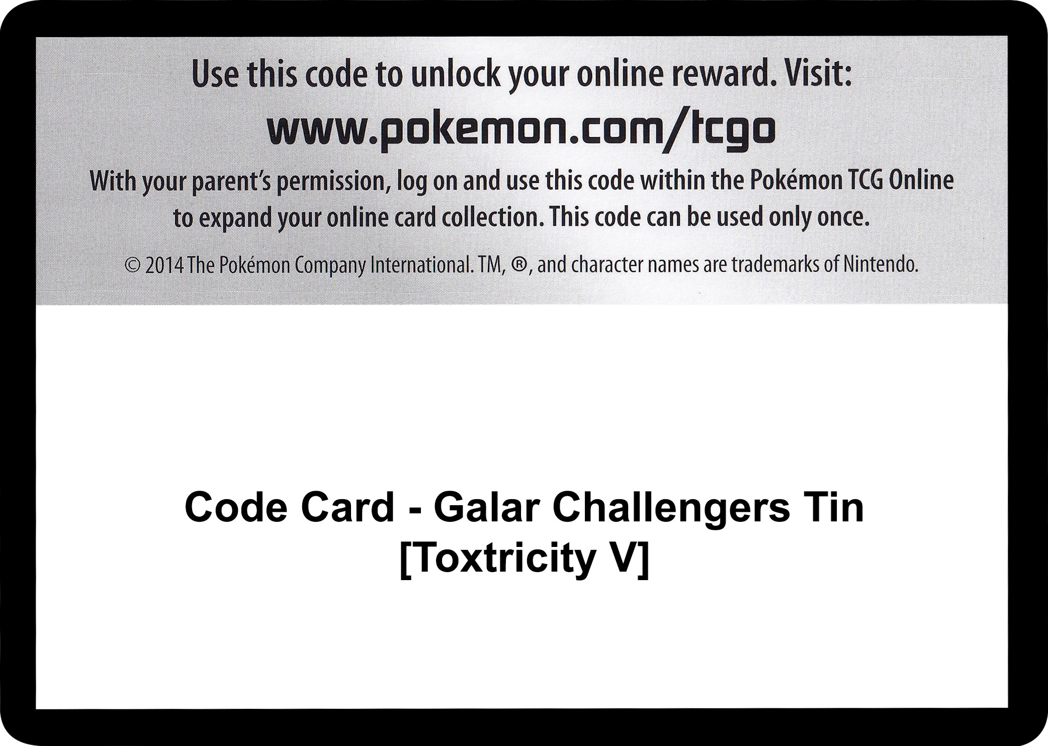 Code Card - Galar Challengers Tin [Toxtricity V] - Miscellaneous Cards ...