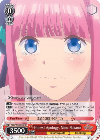 Honest Apology, Nino Nakano - The Quintessential Quintuplets - Weiss ...