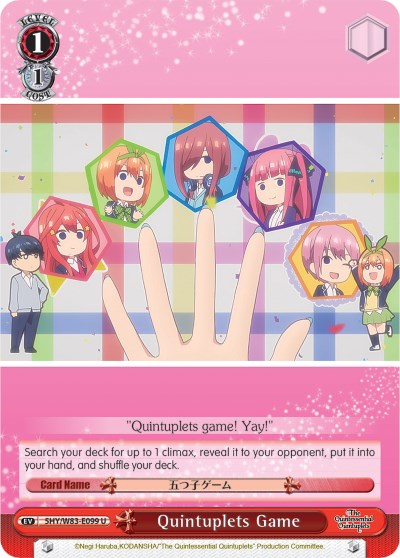Quintuplets Game - The Quintessential Quintuplets - Weiss Schwarz