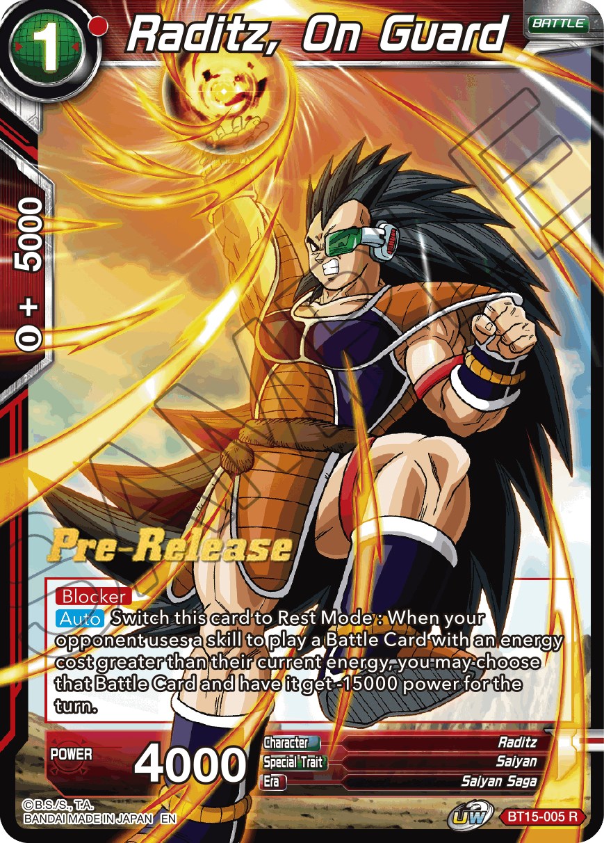 Raditz, On Guard - Saiyan Showdown Pre-Release Cards - Dragon Ball ...