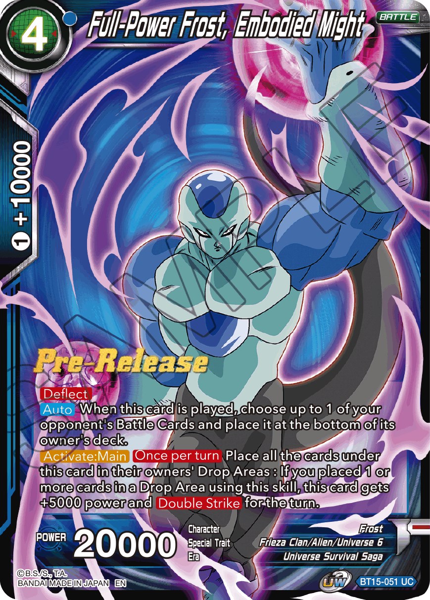 Full-Power Frost, Embodied Might - Saiyan Showdown Pre-Release Cards ...