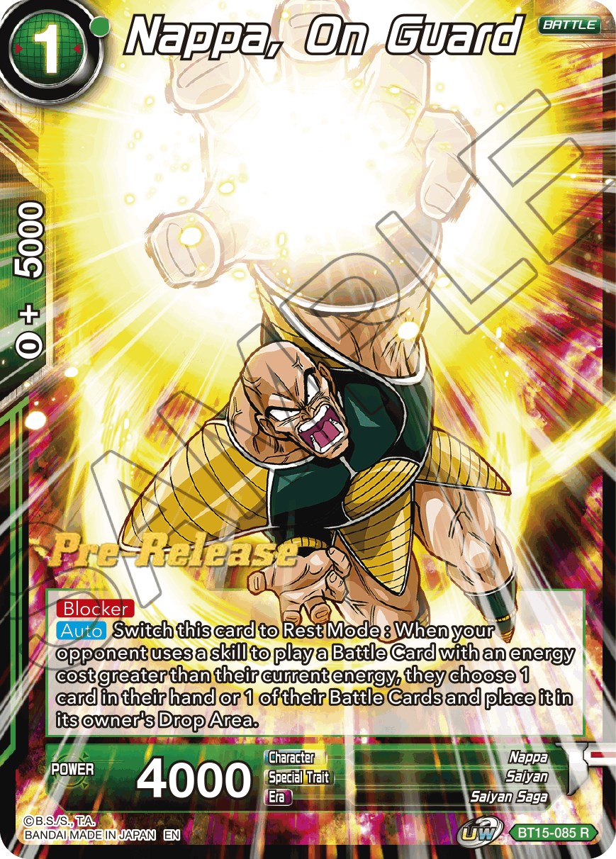 Nappa, on Guard - Saiyan Showdown Pre-Release Cards - Dragon Ball Super CCG