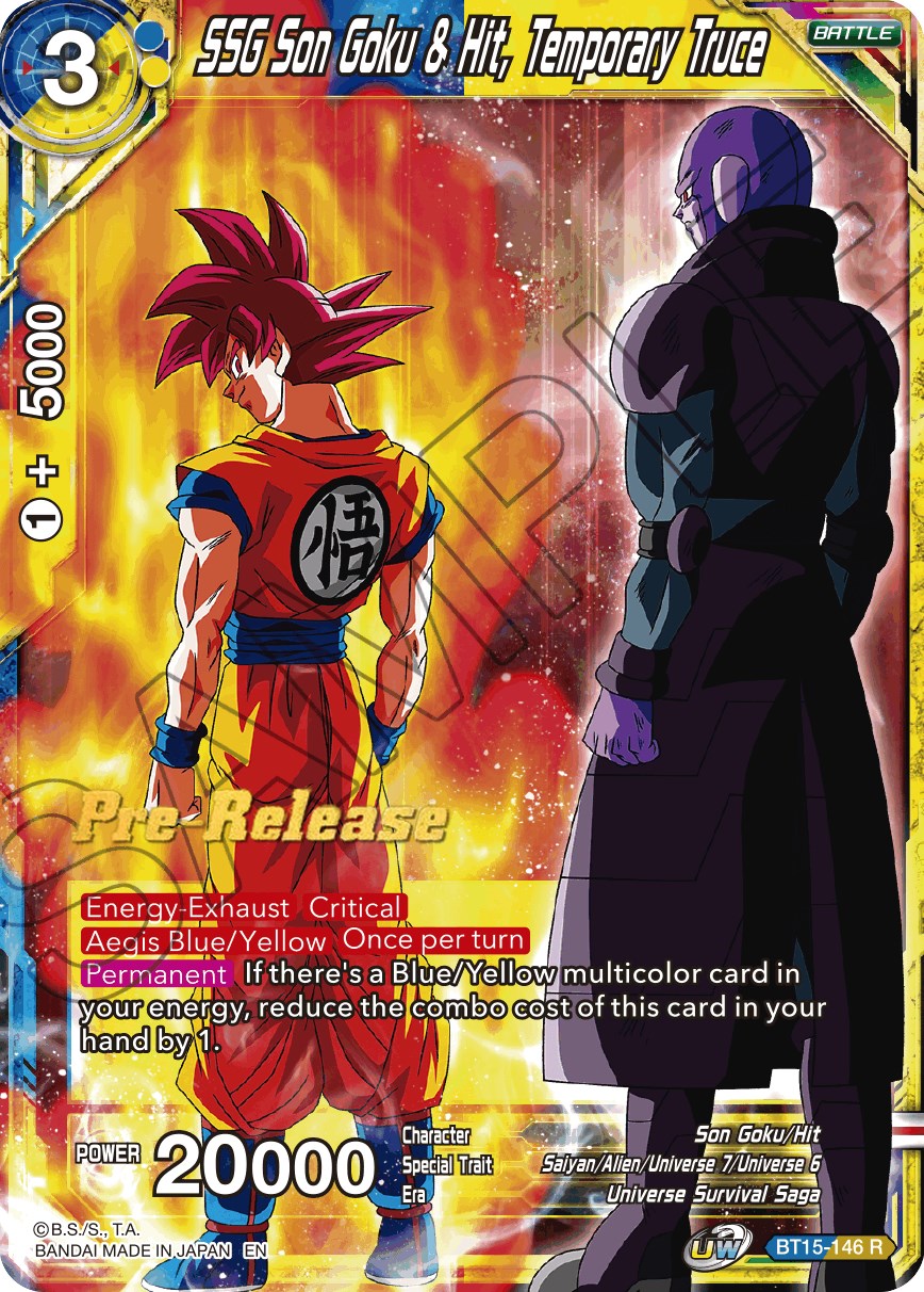 SSG Son Goku & Hit, Temporary Truce - Saiyan Showdown Pre-Release Cards ...