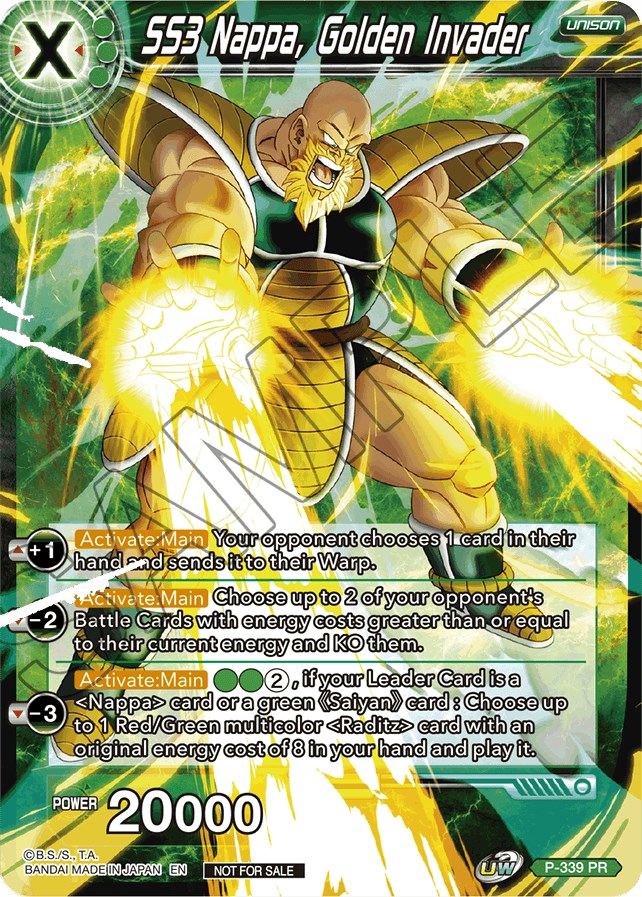 SS3 Nappa, Golden Invader - Promotion Cards - Dragon Ball Super: Masters