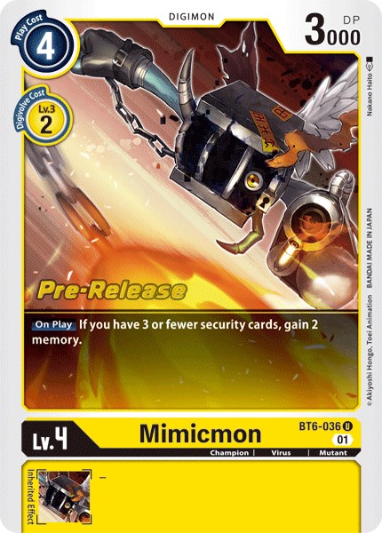 Mimicmon - Double Diamond Pre-Release Cards - Digimon Card Game