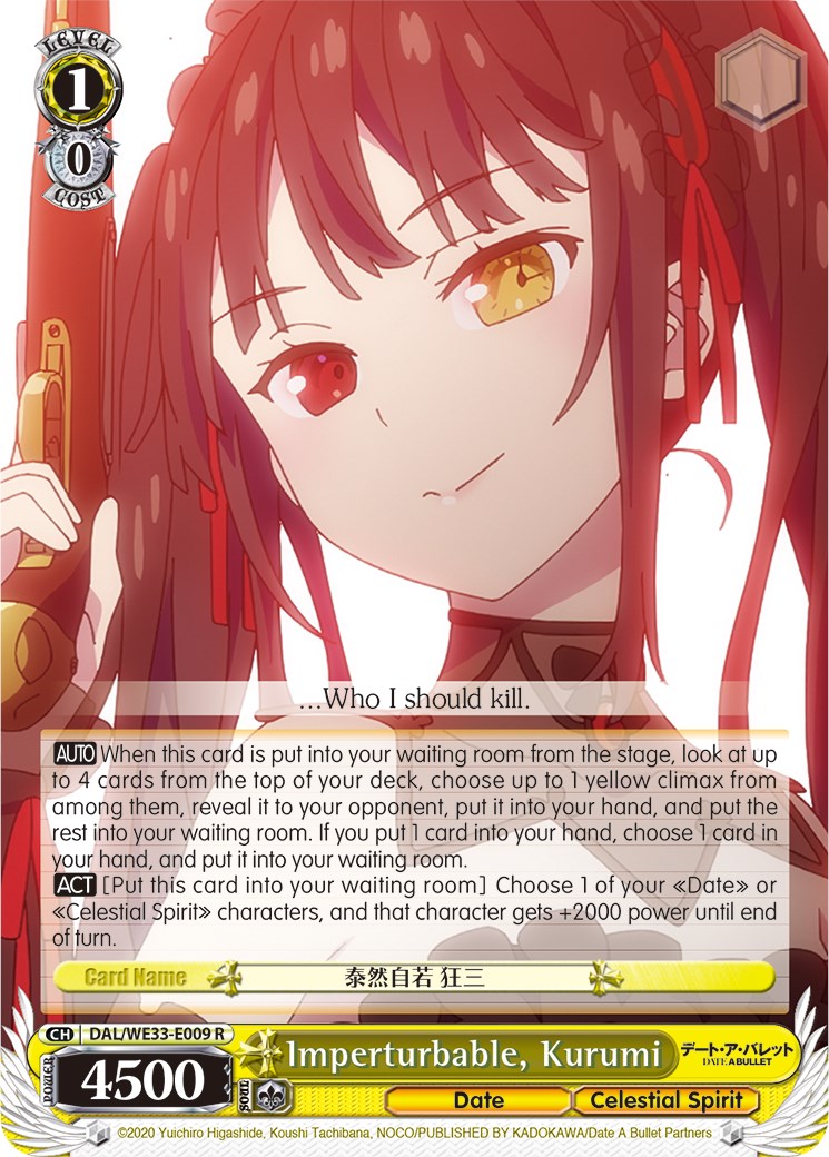 Imperturbable, Kurumi (Parallel Foil) - Date A Bullet - Weiss Schwarz