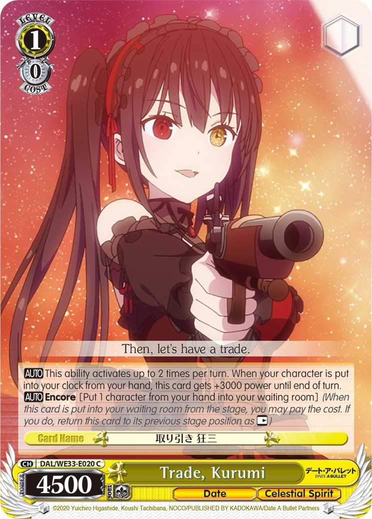 Trade, Kurumi - Date A Bullet - Weiss Schwarz