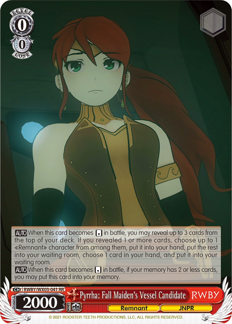 Pyrrha: Fall Maiden's Vessel Candidate - RWBY - Weiss Schwarz