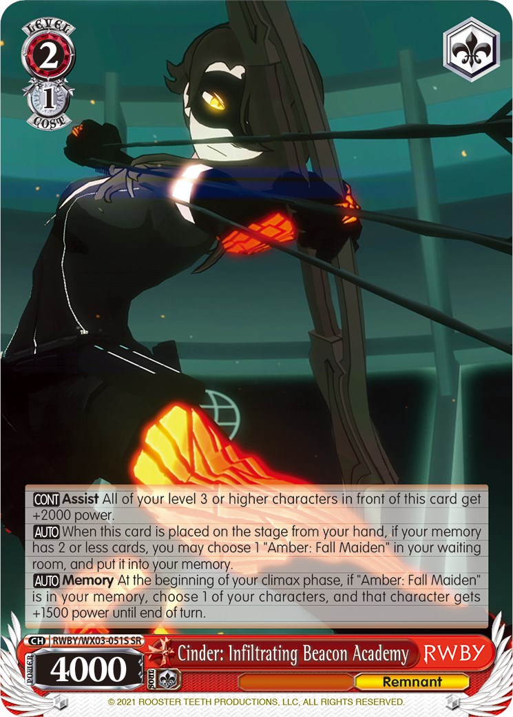 Cinder: Infiltrating Beacon Academy (SR) - RWBY - Weiss Schwarz