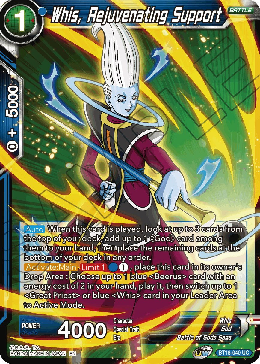 Whis, Rejuvenating Support - Realm of the Gods - Dragon Ball Super CCG