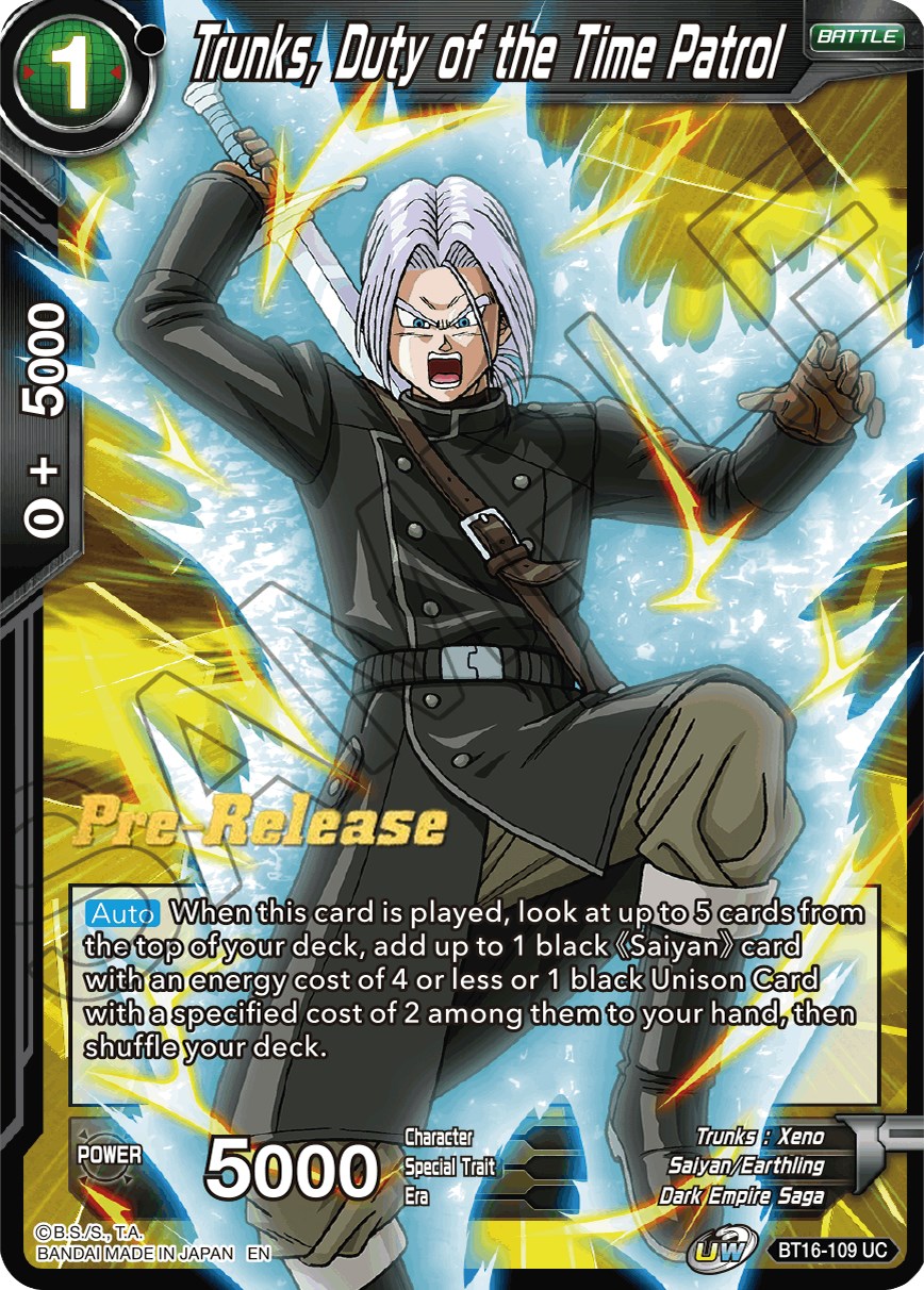 Trunks, Duty of the Time Patrol - Realm of the Gods Pre-Release Cards ...