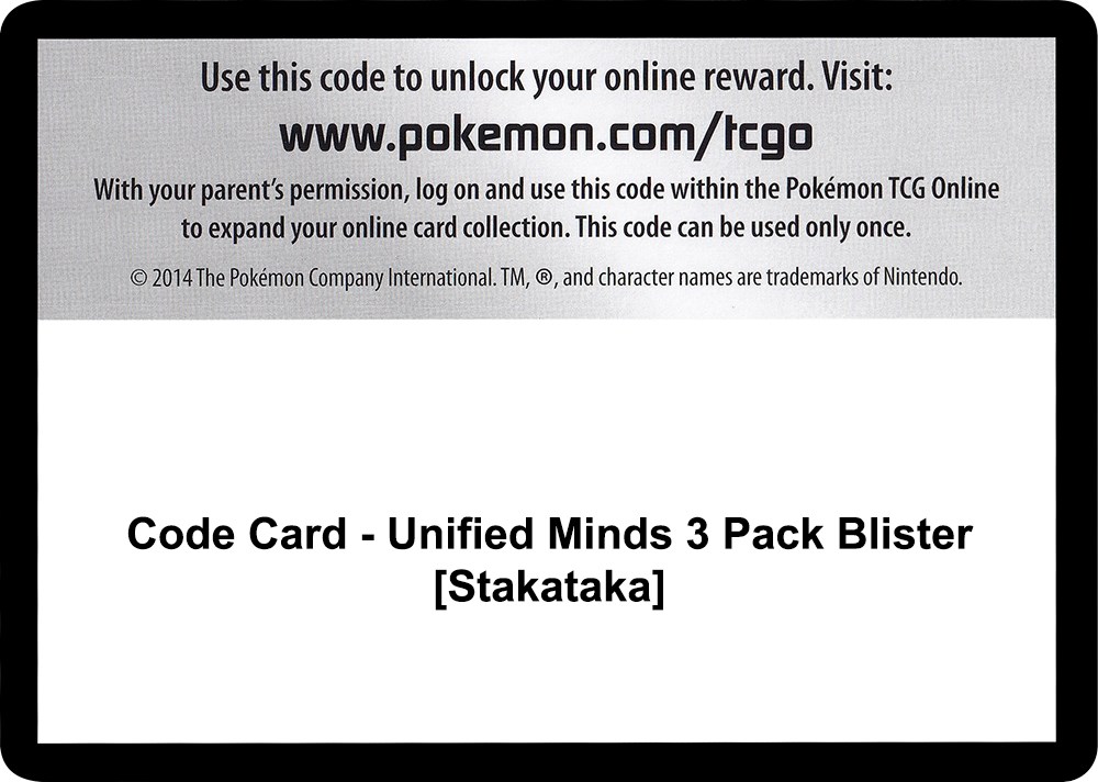 Code Card - Unified Minds 3 Pack Blister [Stakataka] - SM - Unified ...
