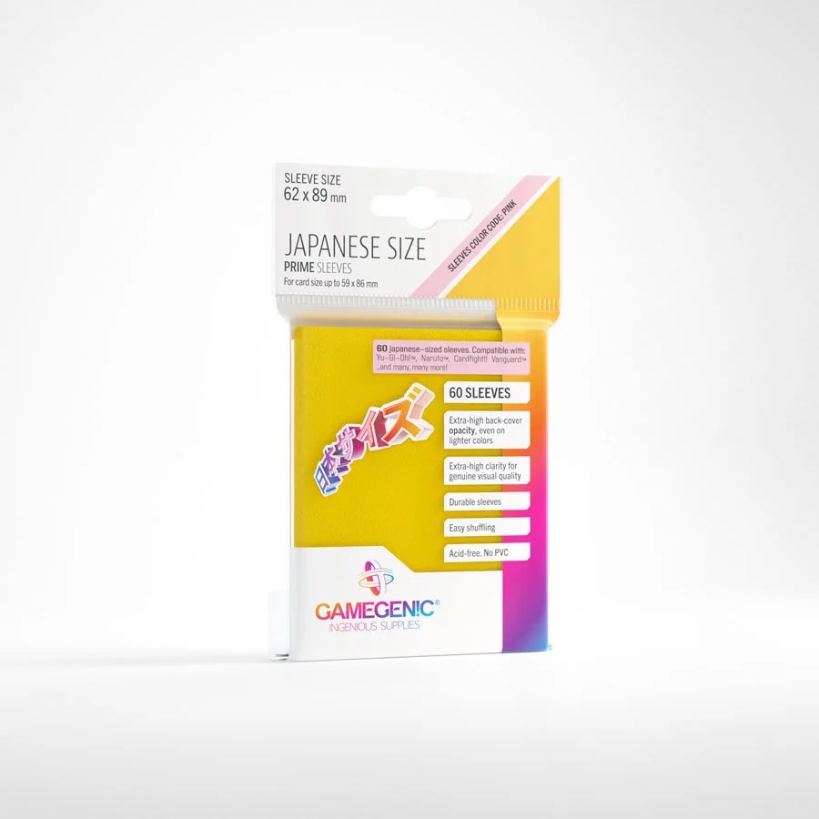 GameGenic Prime Sleeve - Japanese Size - Yellow (60-Pack) - GameGenic ...