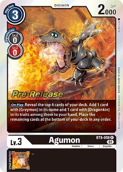 Agumon - New Awakening Pre-Release Cards - Digimon Card Game