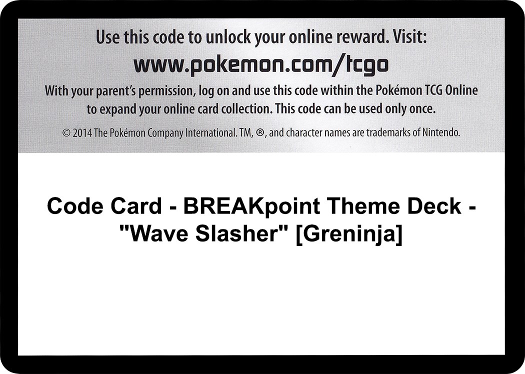 Code Card - BREAKpoint Theme Deck - "Wave Slasher" [Greninja] - XY ...