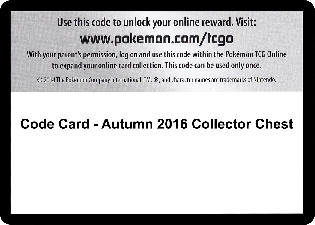 Code Card - Autumn 2016 Collector Chest - XY - Evolutions - Pokemon