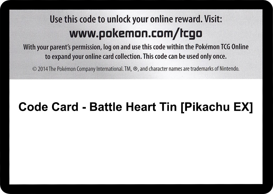 Code Card - Battle Heart Tin [Pikachu EX] - XY - Steam Siege - Pokemon