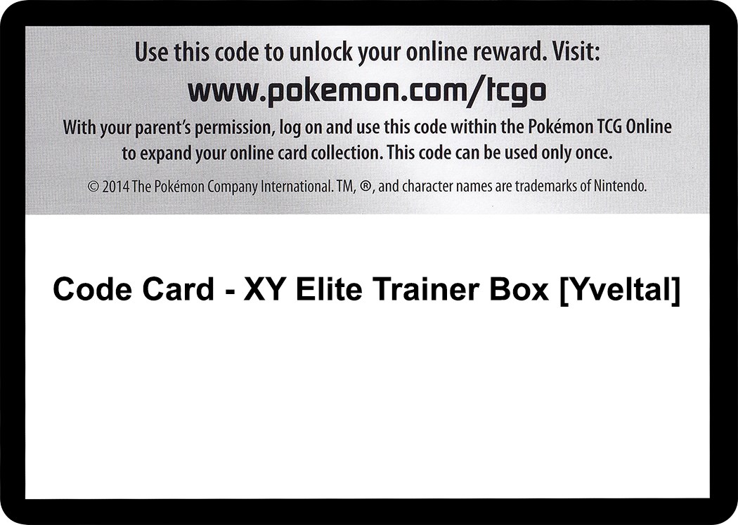 Code Card - XY Elite Trainer Box [Yveltal] - XY Base Set - Pokemon
