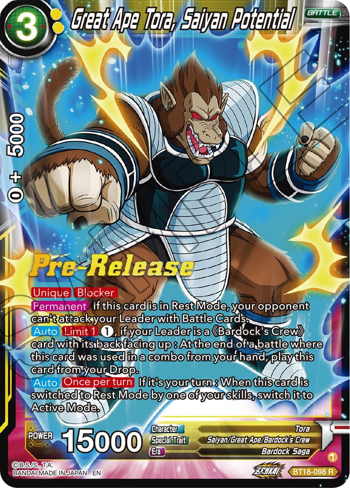 Great Ape Tora, Saiyan Potential - Dawn of the Z-Legends Pre-Release ...