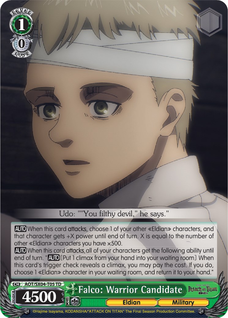 Falco: Warrior Candidate - Attack On Titan: Final Season - Weiss Schwarz