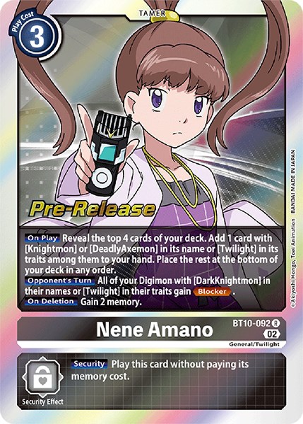 Nene Amano - Xros Encounter Pre-Release Cards - Digimon Card Game