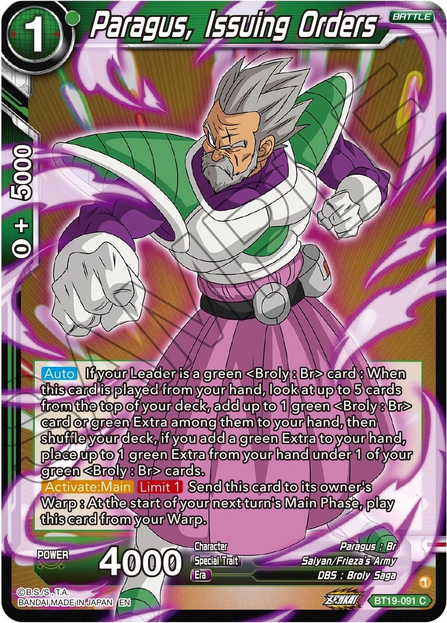 Paragus, Issuing Orders - Fighter's Ambition - Dragon Ball Super CCG
