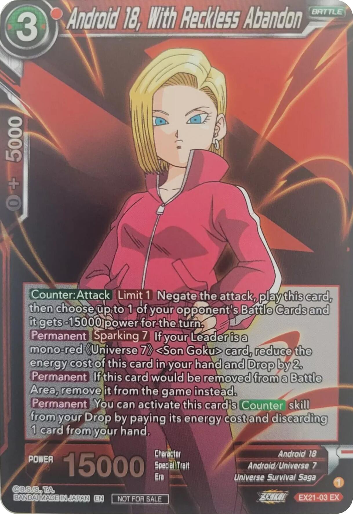 Android 18, With Reckless Abandon (Zenkai Series Pack Vol.1 ...