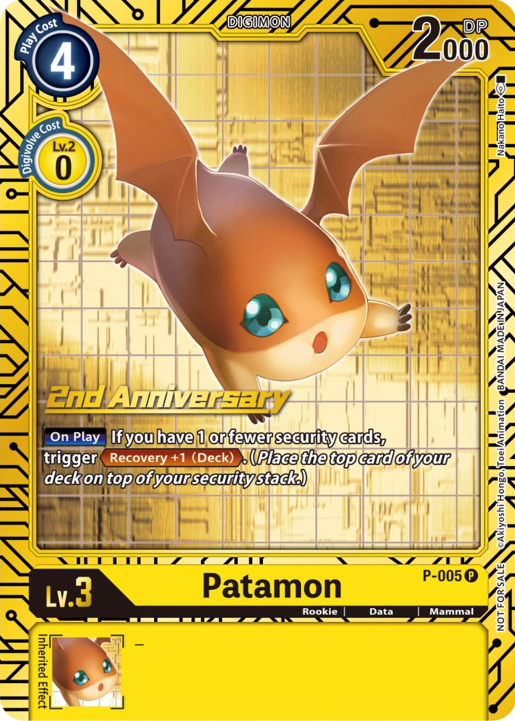 Patamon - P-005 (2nd Anniversary Card Set) - Digimon Promotion Cards ...